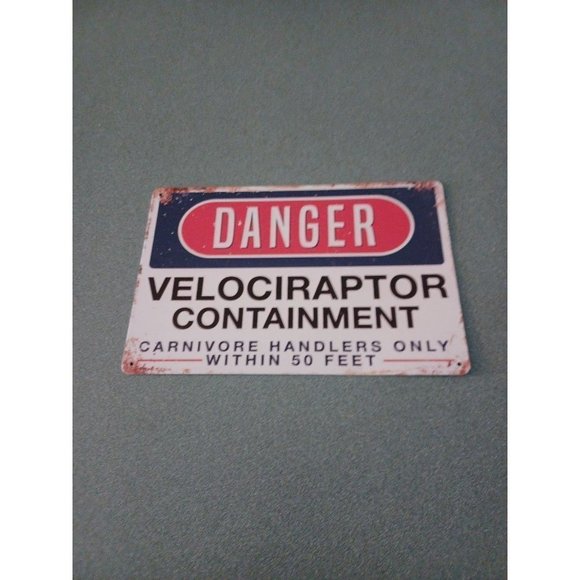 Wall Decor | Velociraptor Containment Retro Vintage Tin Sign 8 X 12 ...
